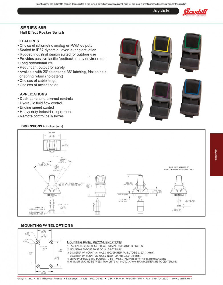 Grayhill 68B series technical drawing