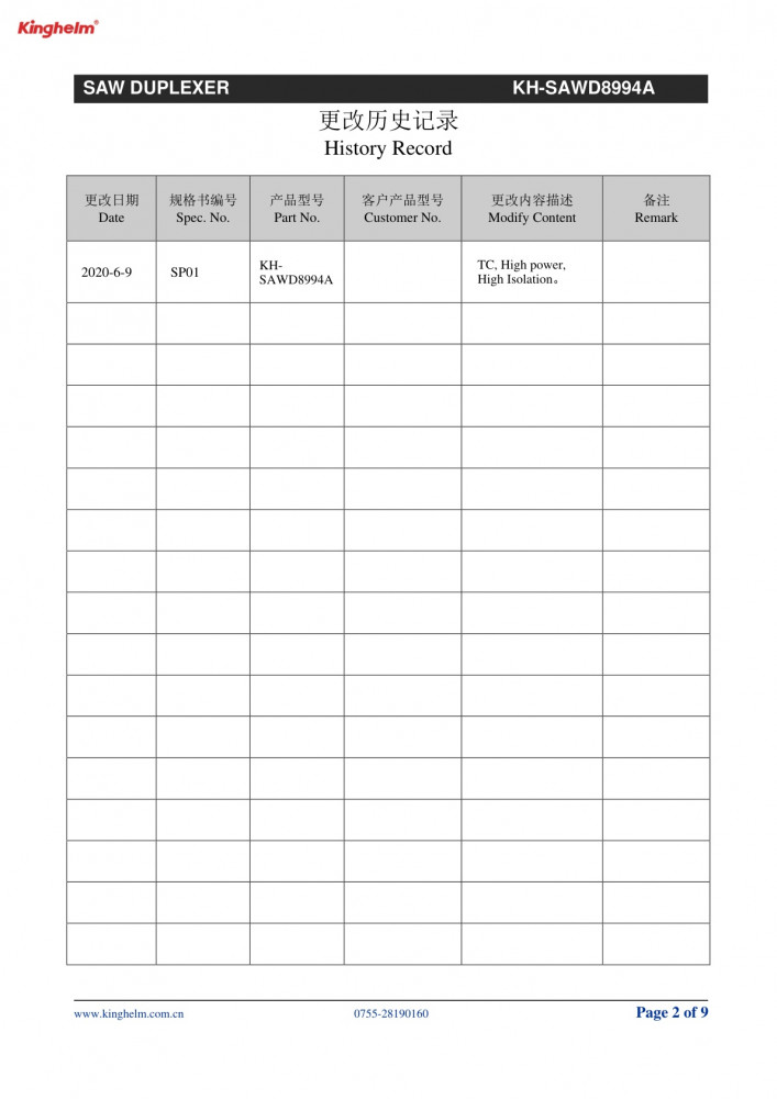 KH-SAWD8994A datasheet page 2