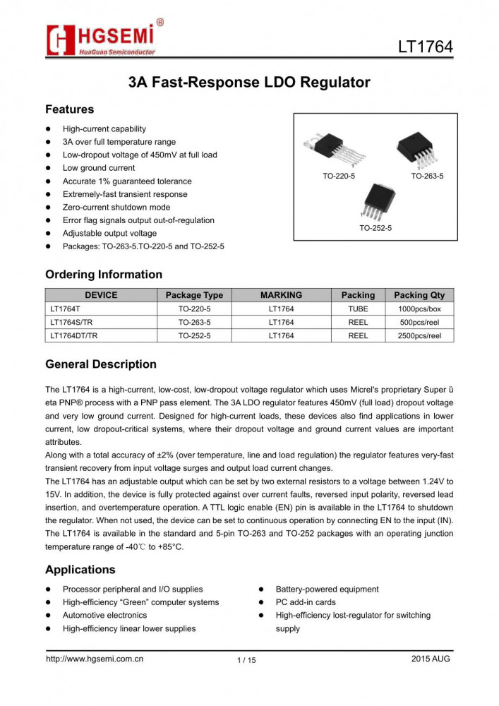 LT1764T datasheet page 1