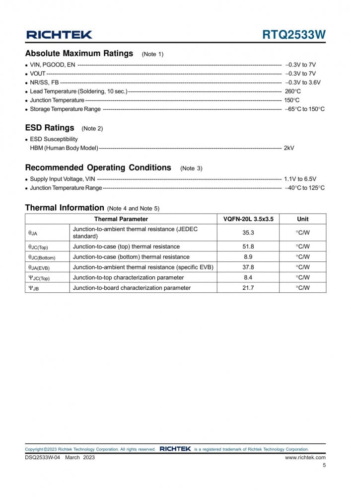 RTQ2533W datasheet page 5