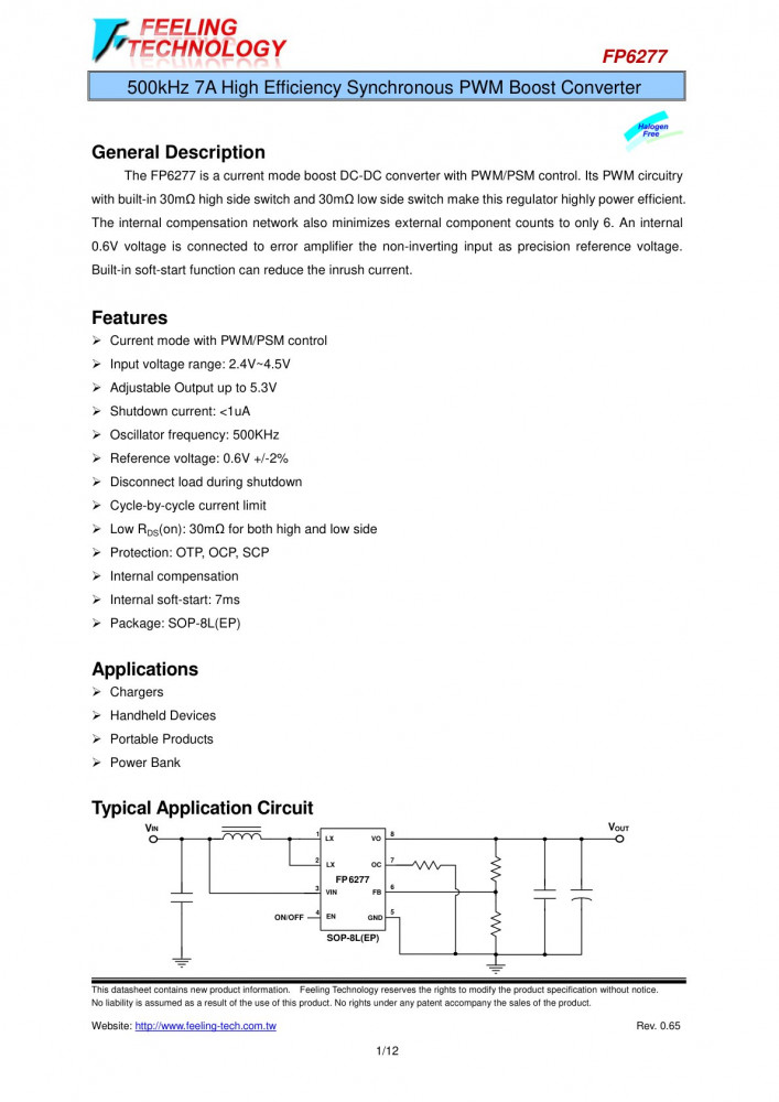 FP6277XR-G1 datasheet page 1