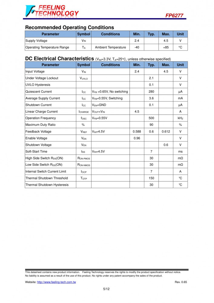 FP6277XR-G1 datasheet page 5