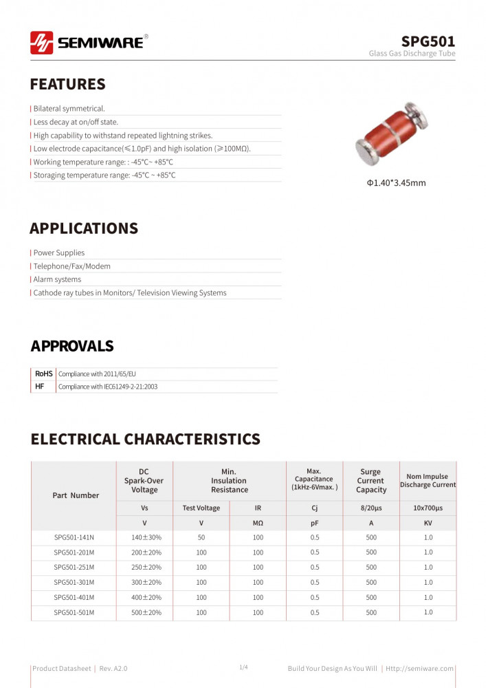 SEMIWARE SPG501-401M datasheet page 1