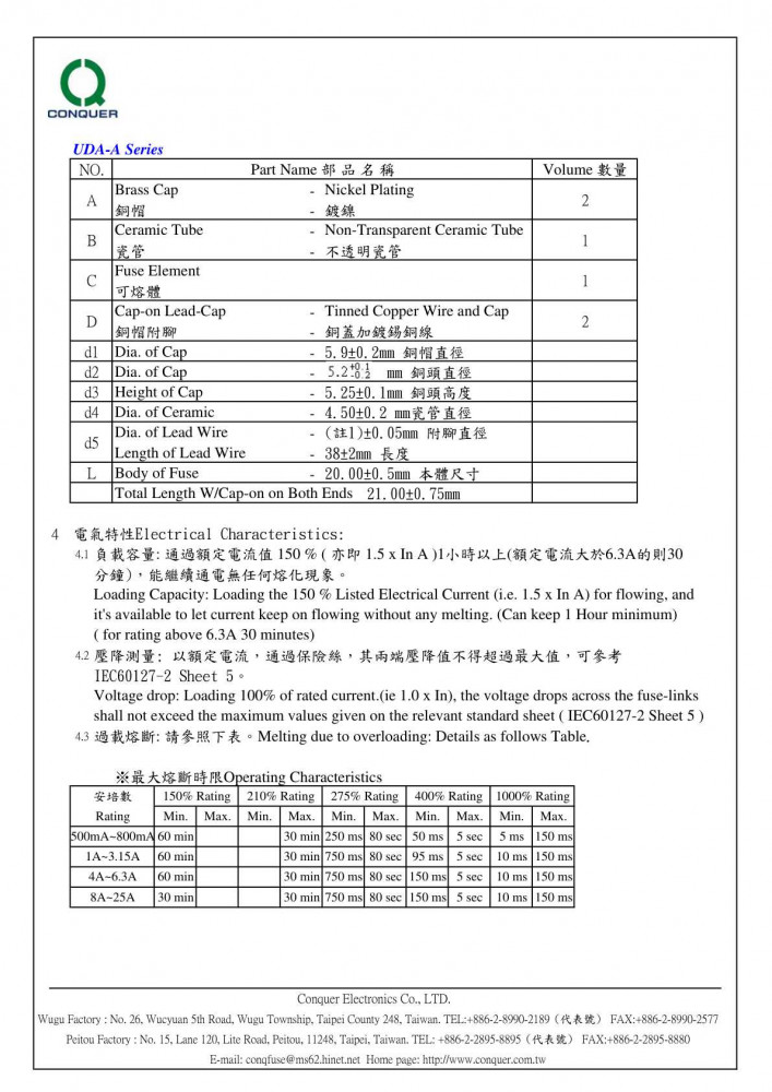 CONQUER UDA-A datasheet page 3