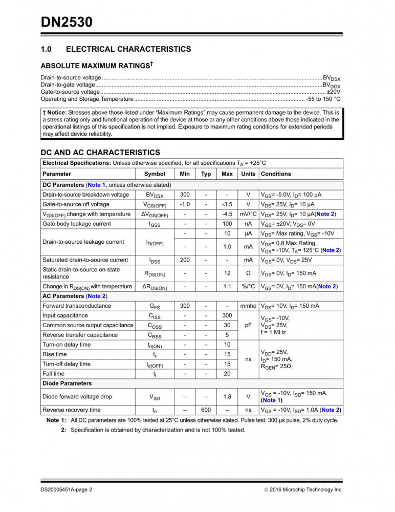 DN2530 datasheet page 2