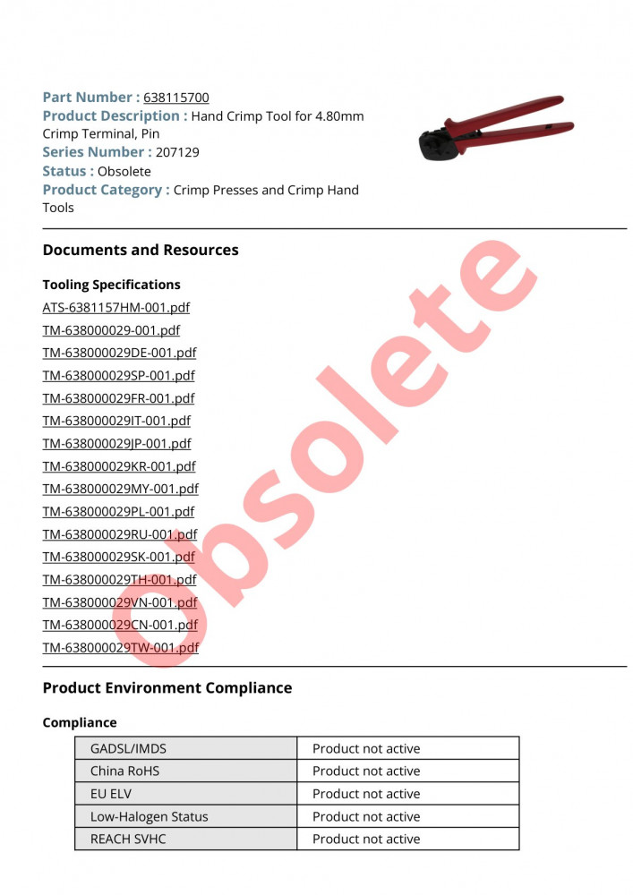 Molex 638115700 tooling document page 1
