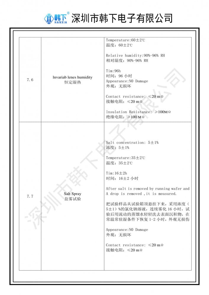 HX001988 specification page 6