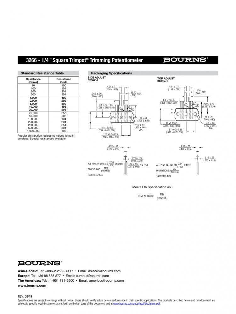 BOURNS 3266 series datasheet page 2