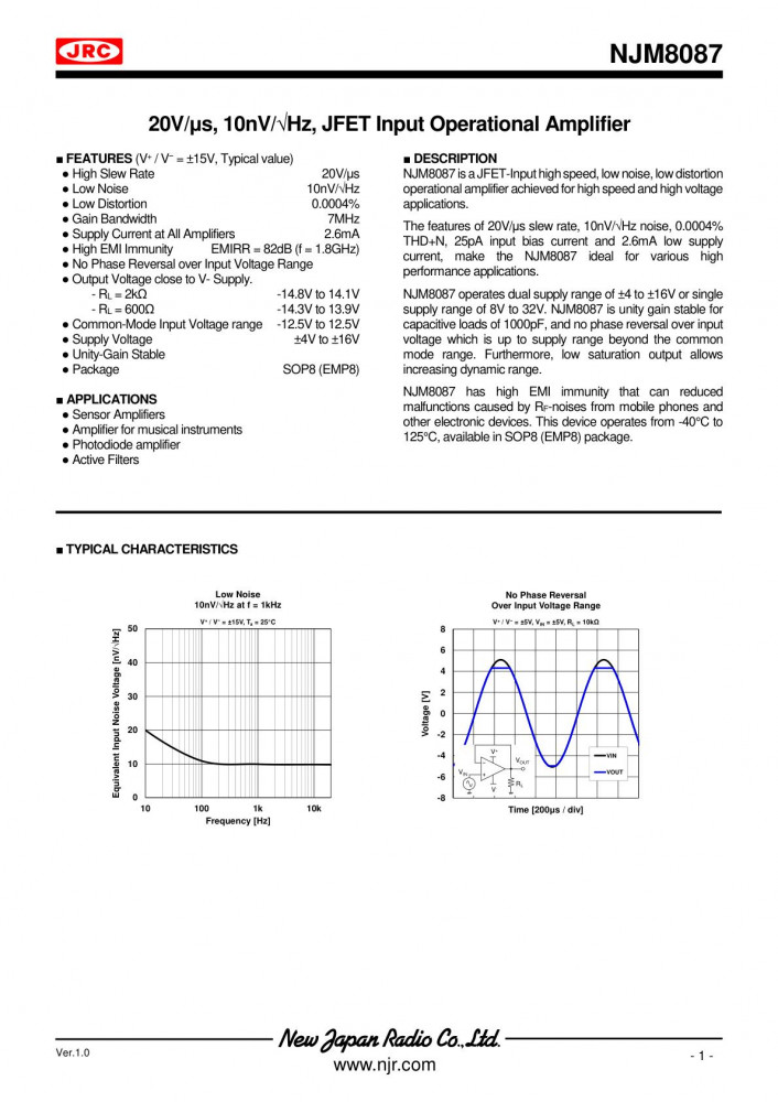 NJM8087 datasheet page 1