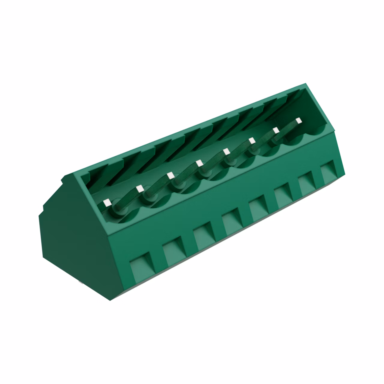 5.00mm Pitch Eurostyle 45° Angle PCB Header, Closed Ends, 8 Circuits, Green for sale