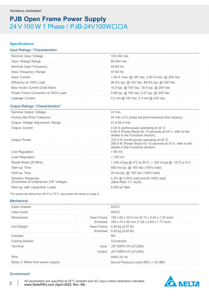 DELTA PJB datasheet page 2