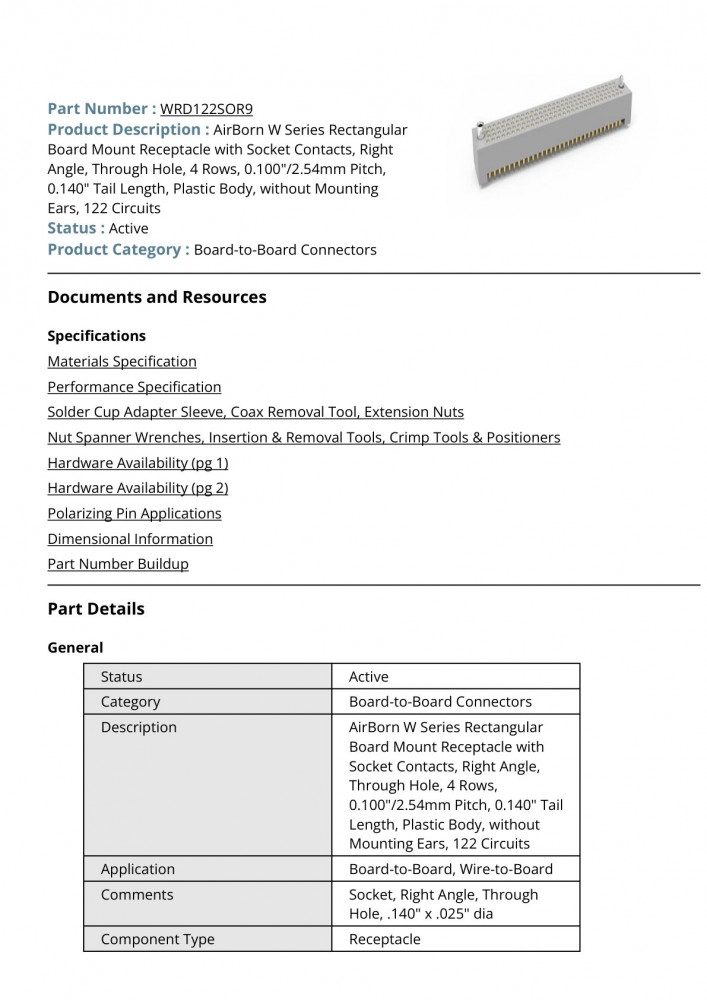 WRD122SOR9 technical document page 1
