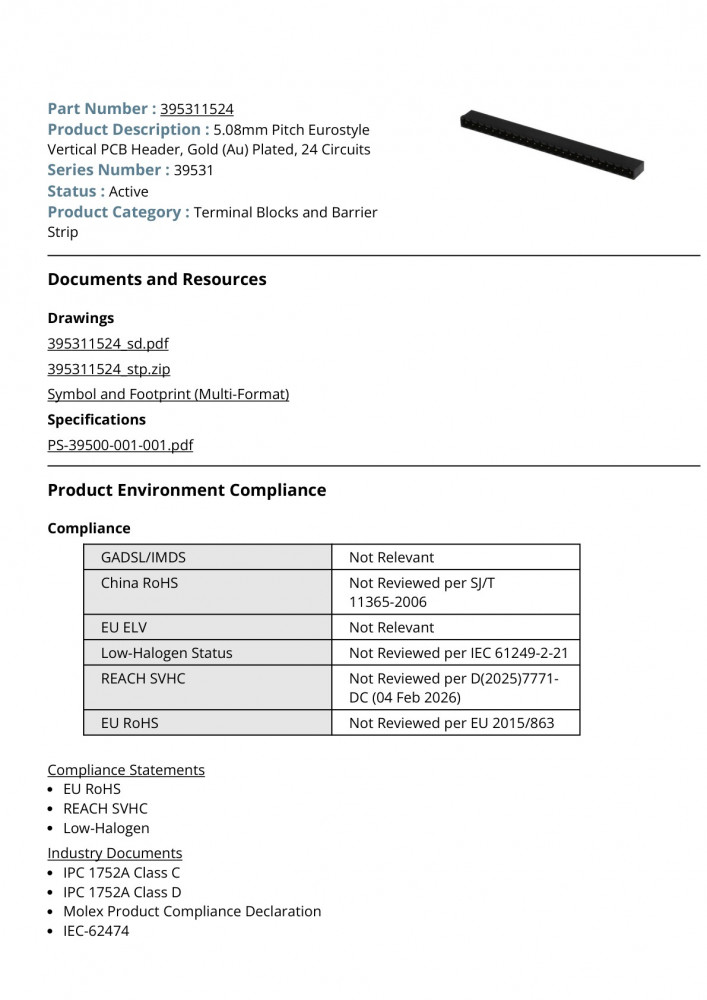 MOLEX 395311524 document image, page 1