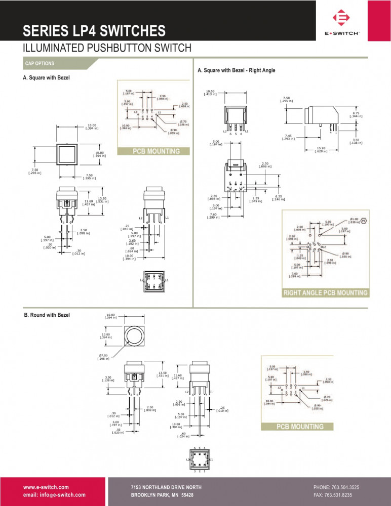 LP4 illuminated pushbutton switch datasheet page 2