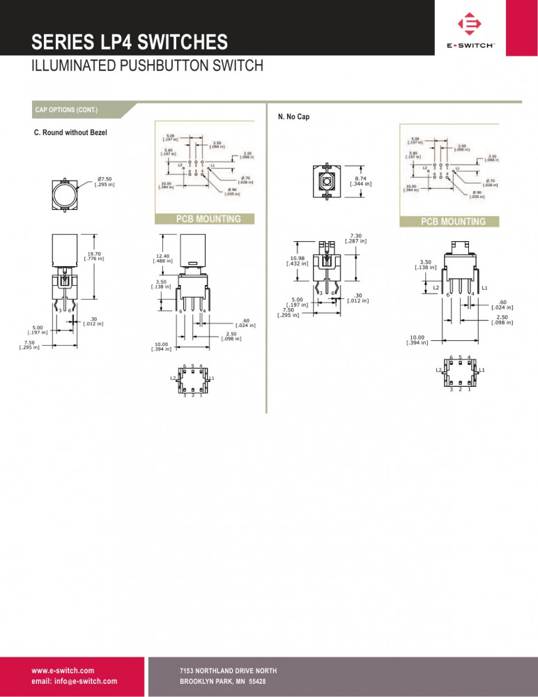 LP4 illuminated pushbutton switch datasheet page 3