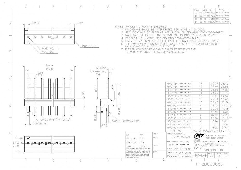 FOXCONN HFC1040 series drawing page 1