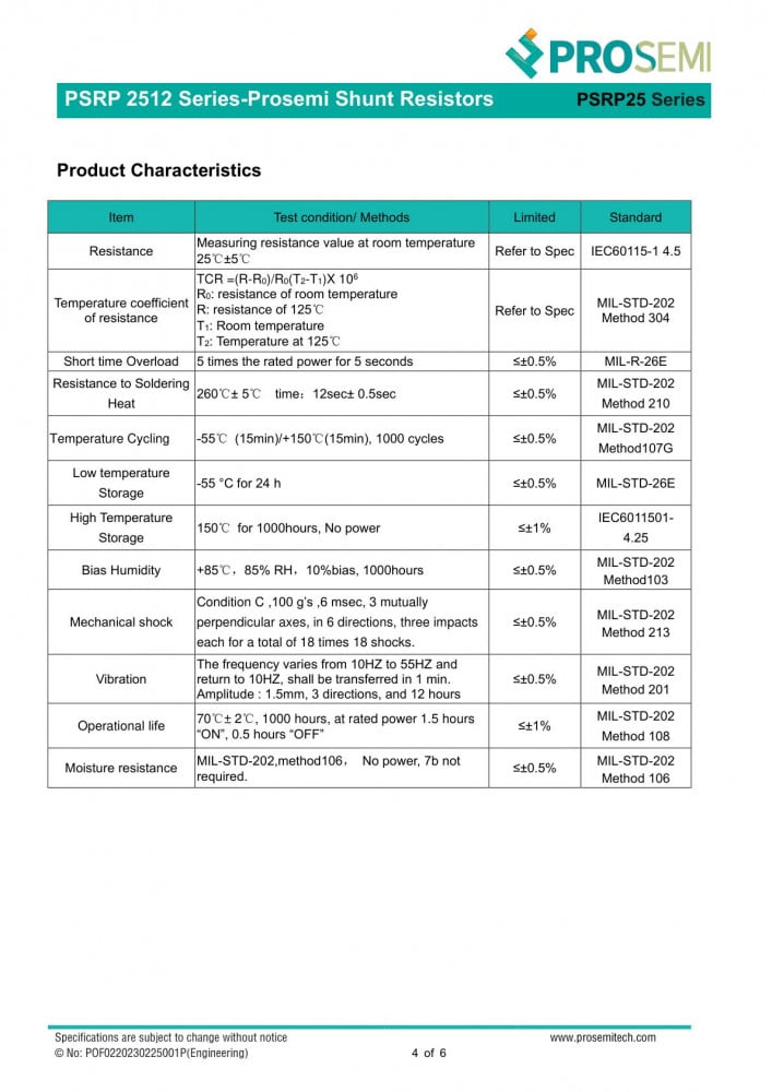 PSRP 2512 series datasheet page 4