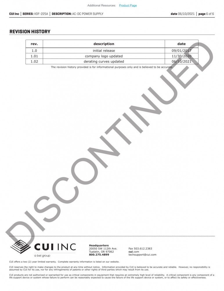 VOF-225A-48 datasheet page 6