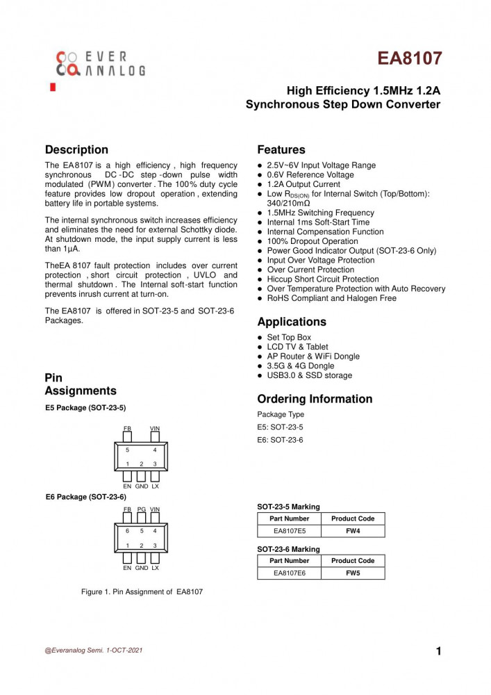 EA8107E6 datasheet page 1
