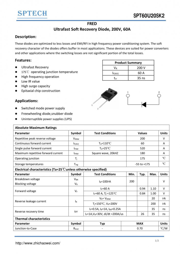 SPT60U20SK2 datasheet page 1