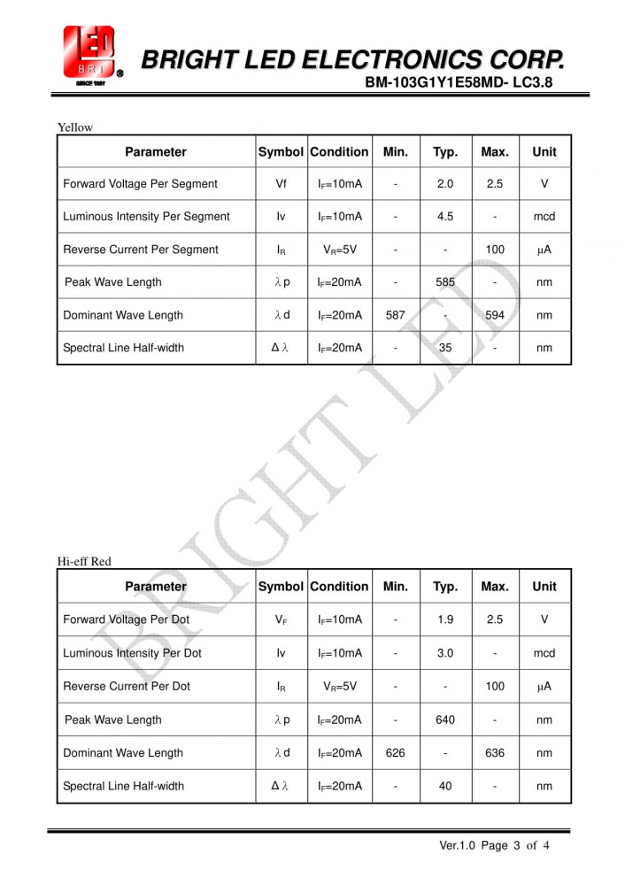 BM-103G1Y1E58MD-LC3.8 datasheet page 3