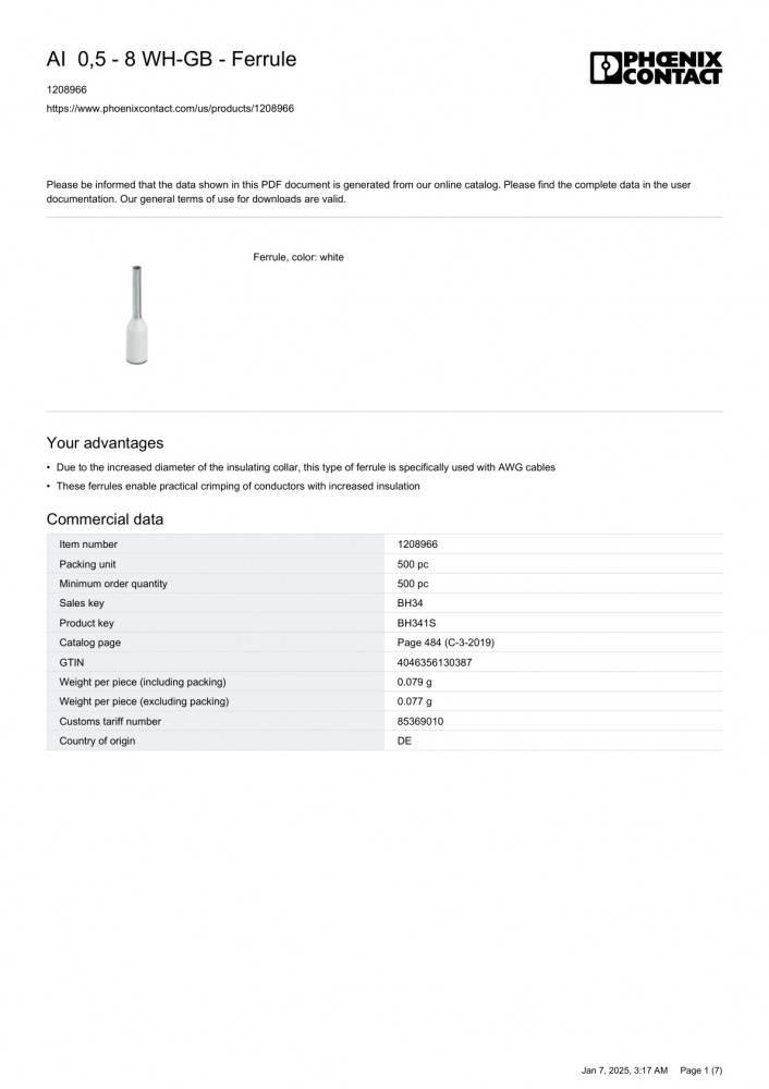 Phoenix Contact 1208966 technical document page 1