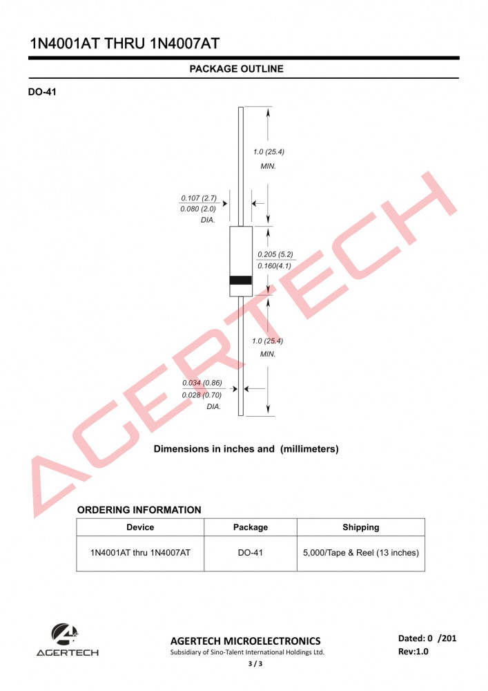 Agertech 1N4007AT datasheet page 3