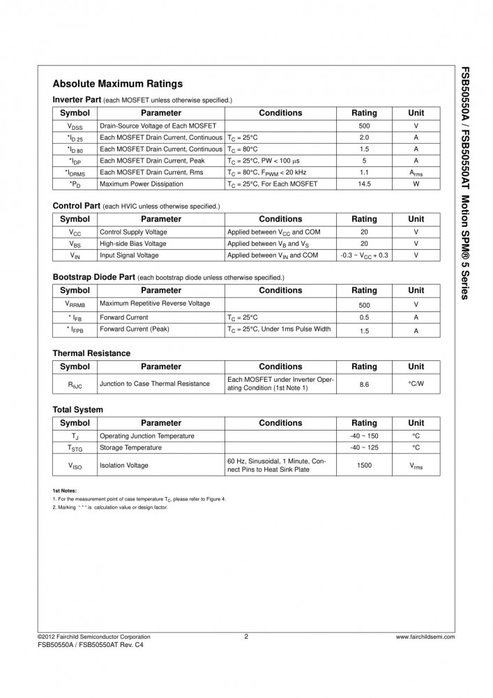 FSB50550A datasheet page 3