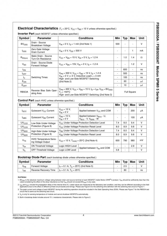 FSB50550A datasheet page 5