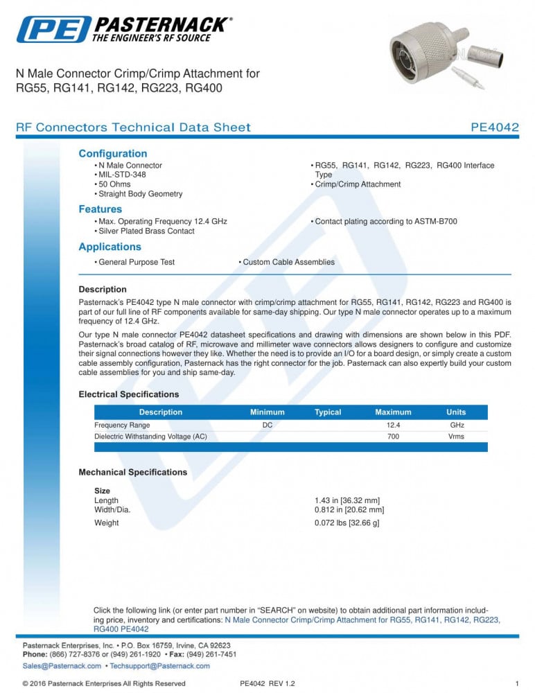 PE4042 technical document page 1