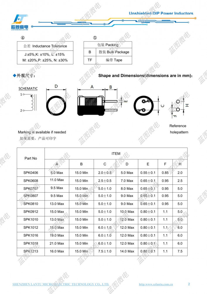 SPK series datasheet page 2