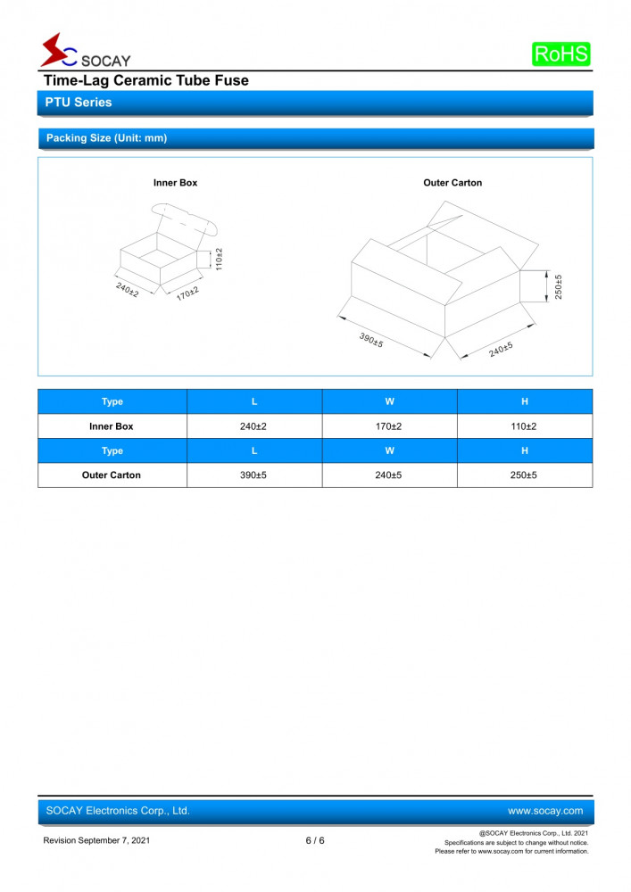 SOCAY PTU Series datasheet page 6