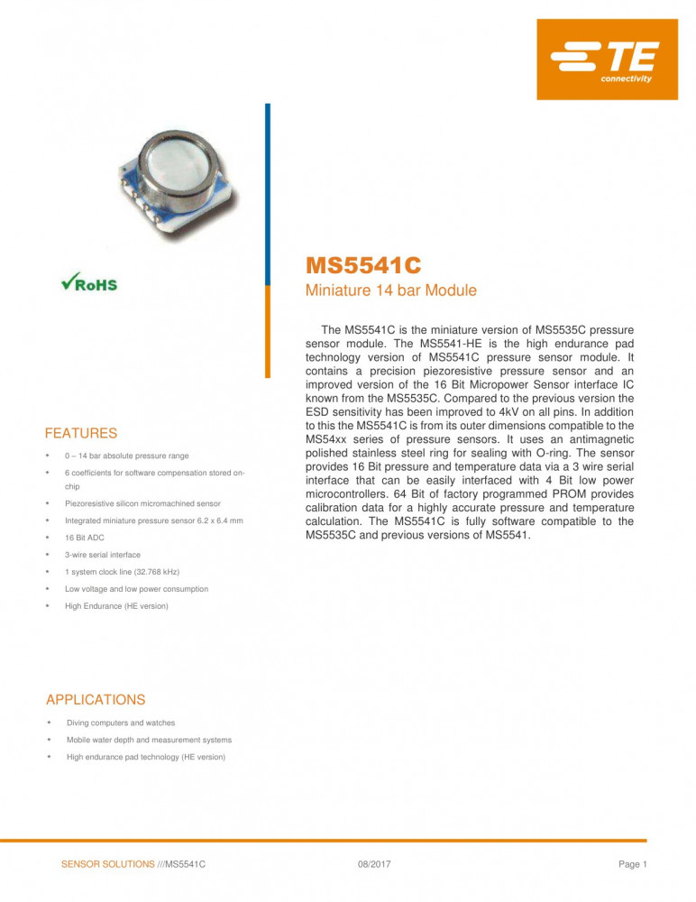 TE Connectivity 325541009-00 datasheet page 1