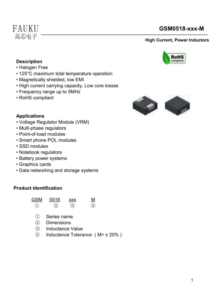 GSM0518-100-M datasheet page 1