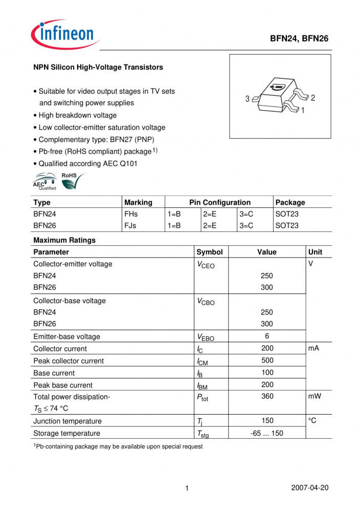 BFN 26 datasheet page 1