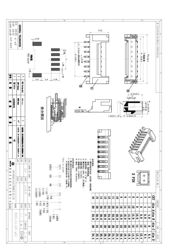 MAX MXPH-2.0-09P-WG1-0-A technical drawing