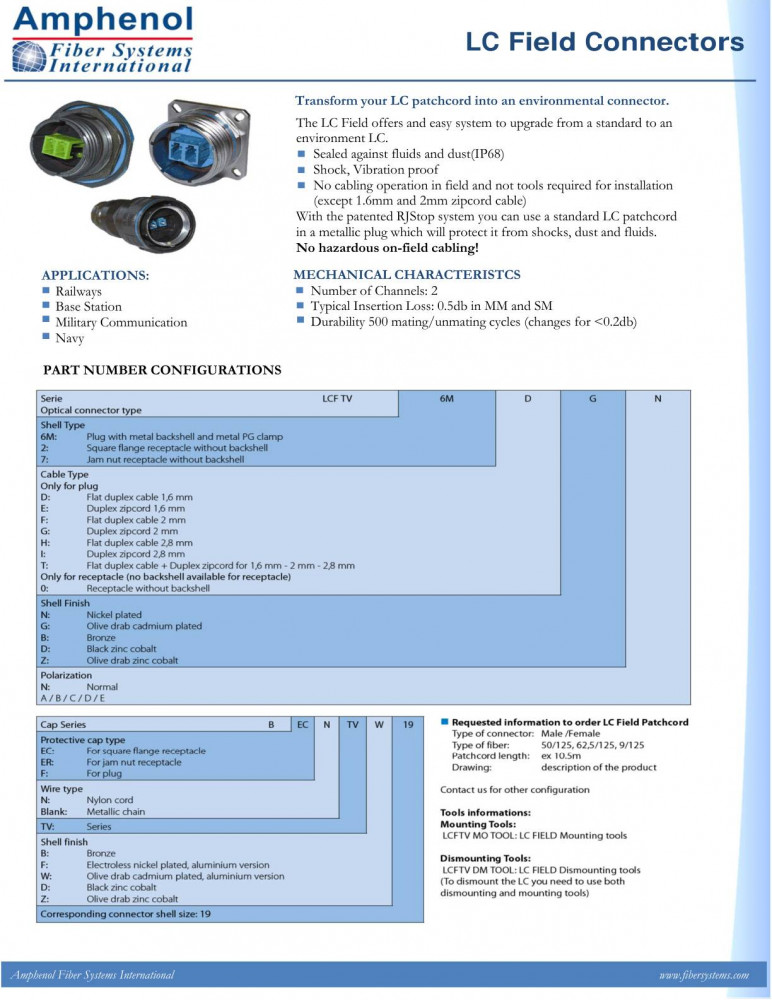 Amphenol LC Field connector documentation page 1