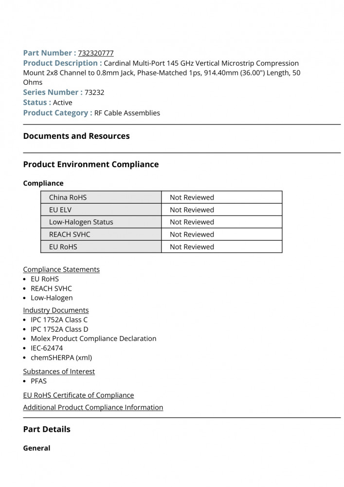 MOLEX 732320777 technical document preview, page 1