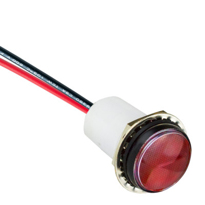 LED Panel Mount Indicator Red .688″ Round Flex Voltage Wire Leads IP67 for sale
