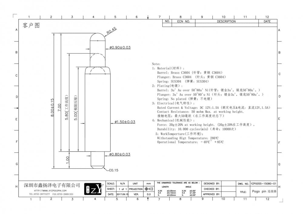 YZP0055-15080-01 specification page 3