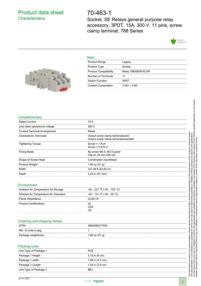 Schneider 704631 technical document page 1
