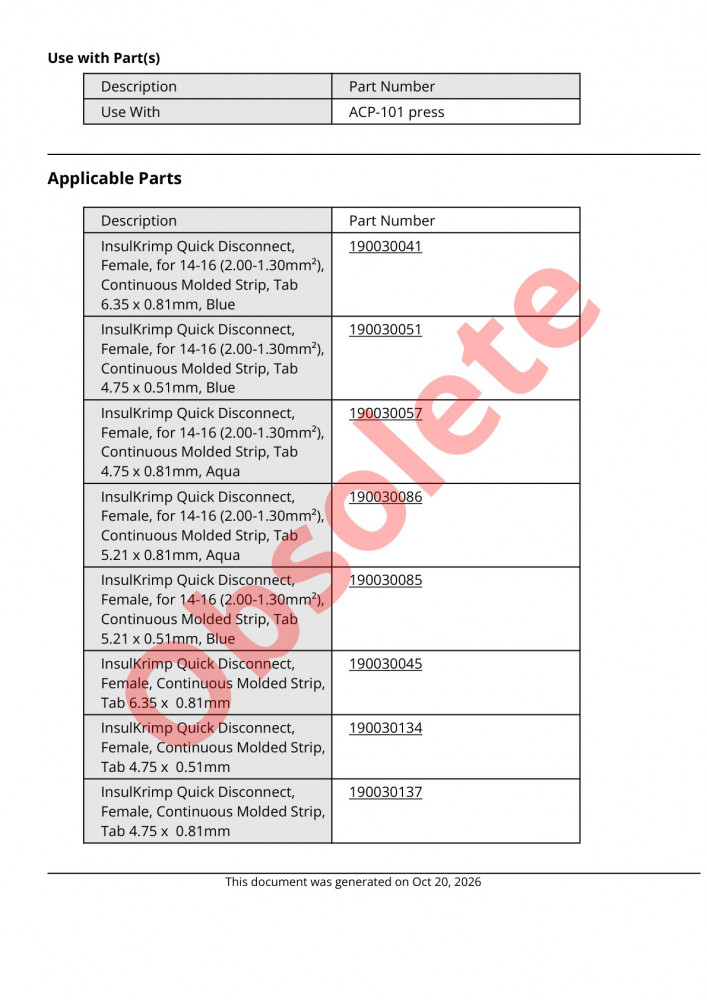 Technical document page 3 for product 190280040