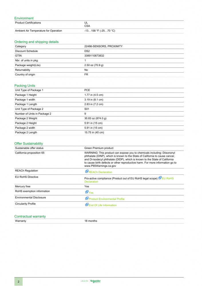 XS1M18PAS20D technical document page 2