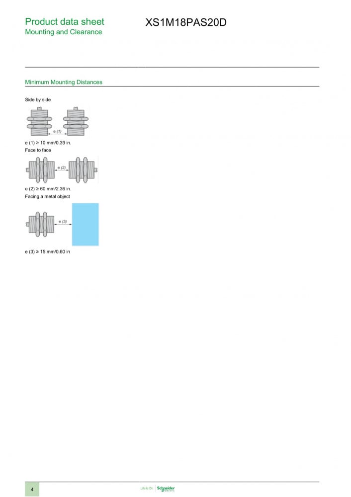 XS1M18PAS20D technical document page 4