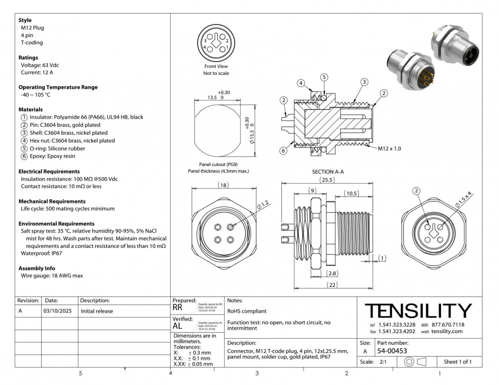 Tensility International 54-00453 product drawing preview