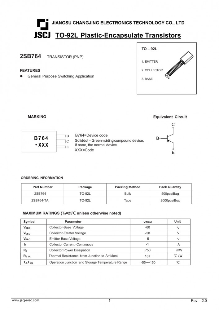 2SB764-TA datasheet page 1