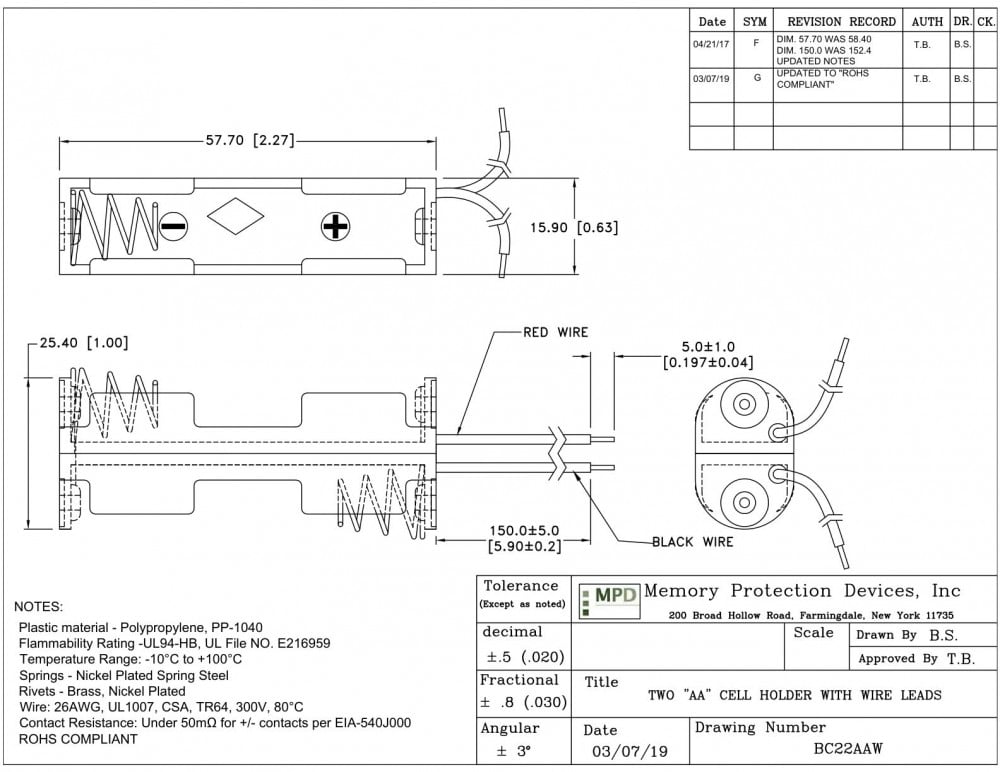 MPD BC22AAW technical document preview