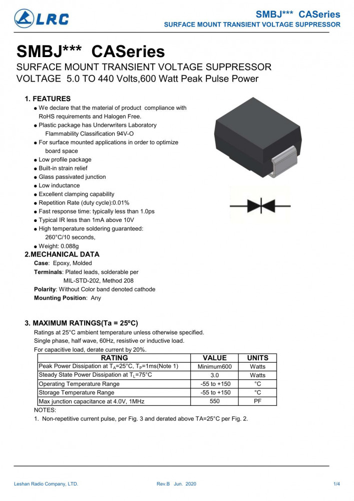 LRC SMBJ CA-series datasheet page 1