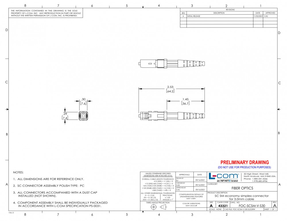 L-com FOC-SCSM-V-S30 technical drawing page