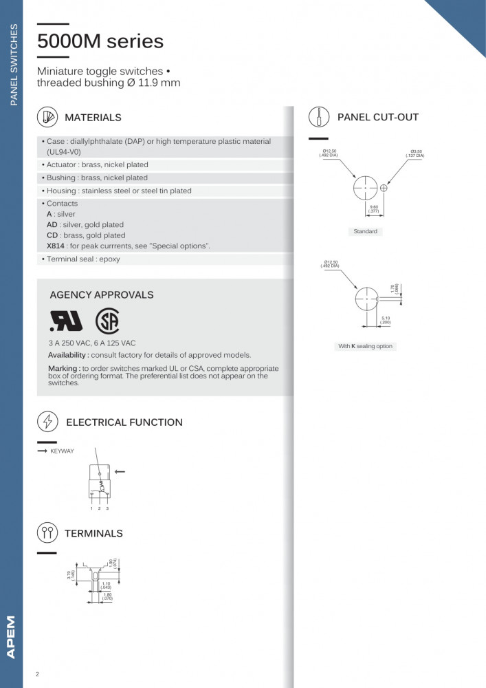 APEM 5000M technical document page 2